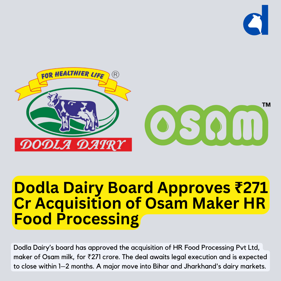 Dodla Dairy Board Approves ₹271 Cr Acquisition of Osam Maker HR Food ...
